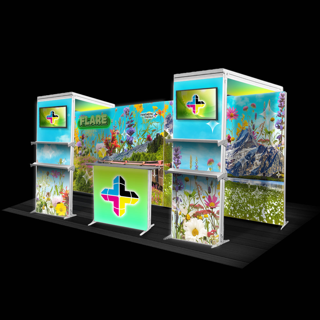 Flare 20ft. Backlit Trade Show Booth Backdrop Wall + Arches Kit SEG Di ...