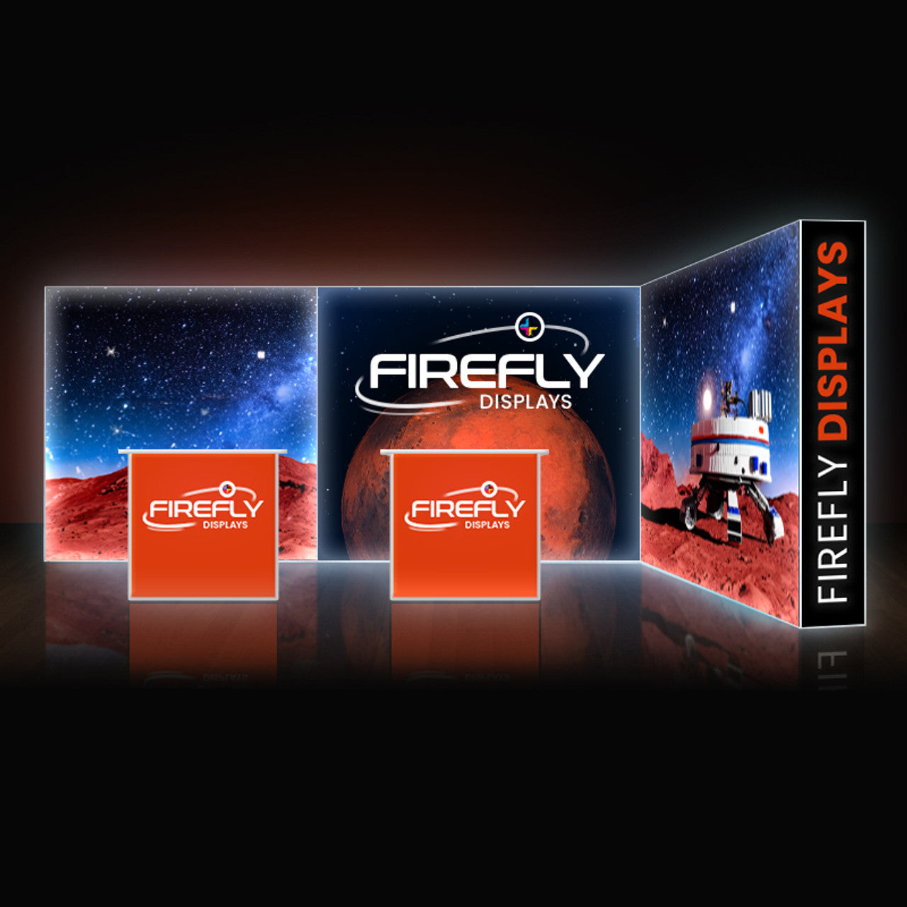 Firefly 18ft. Backlit L-Shaped Corner SEG Trade Show Booth Environment ...